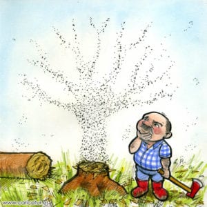 Chopping Tree Cartoon - Caricatures Ireland by Allan Cavanagh