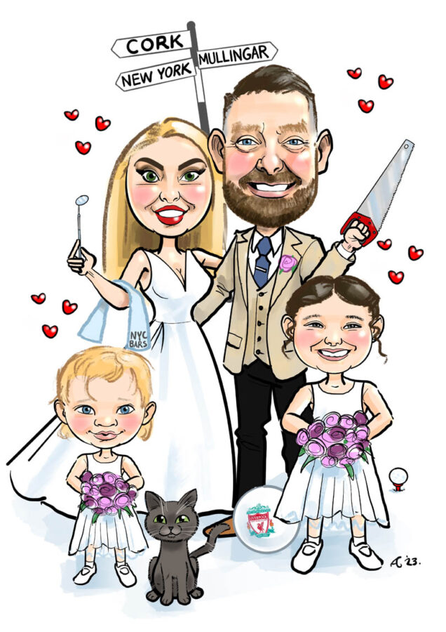 Funny Signing Board for Weddings Ireland – Caricatures Ireland by Allan ...