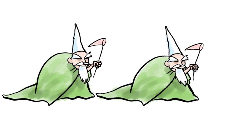 Tiny Green Mall Wizard – Caricatures Ireland by Allan Cavanagh